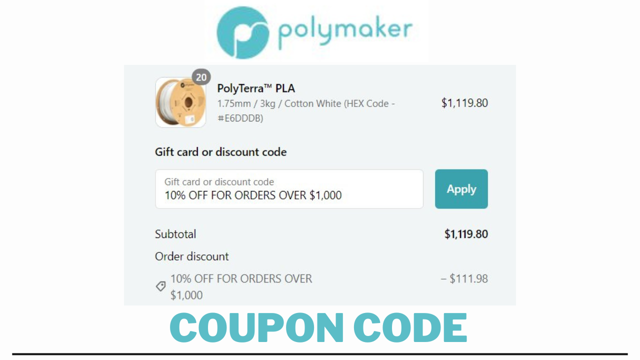 $100.00 off PolyMaker 3D Printing US Coupon Code