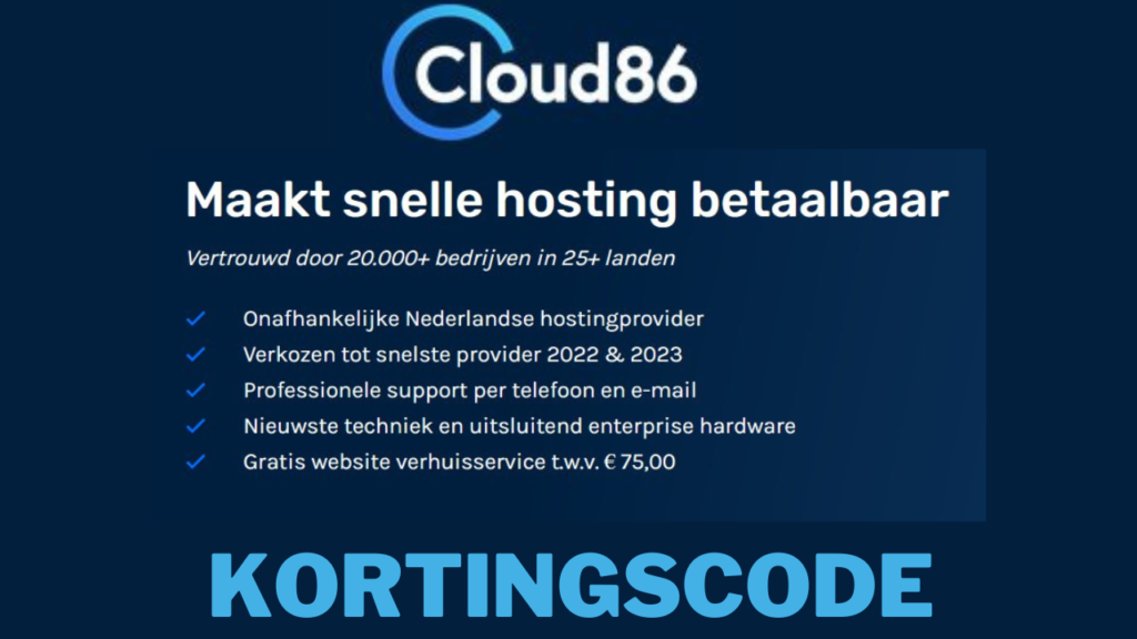 €75.00 Cloud86 NL Kortingscode Cloud86.io Rabattcode